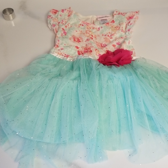 Little Lass | Dresses | New Little Lass Mint And Pink Floral Dress ...